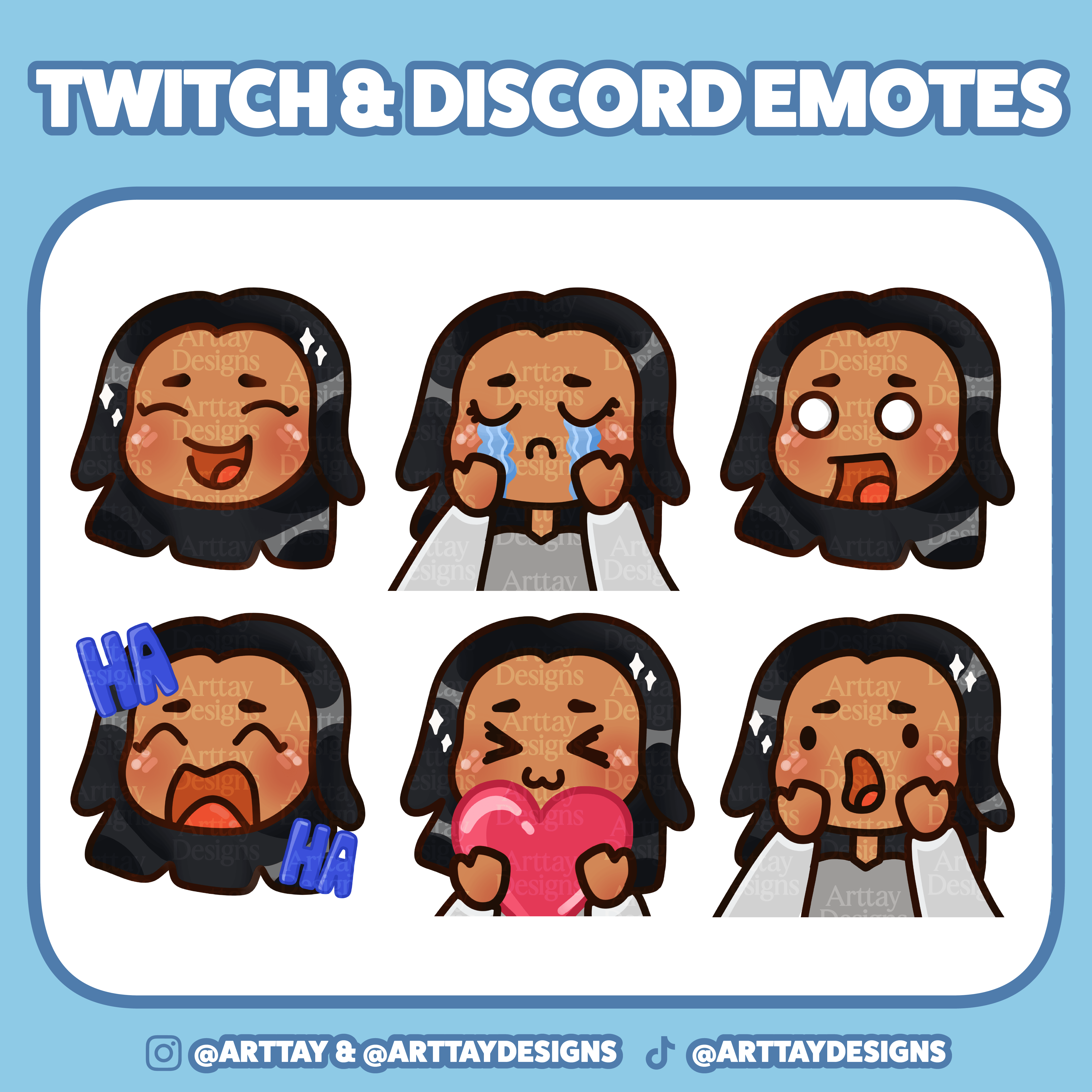 Chibi Girl Twitch Emotes - Style 2 – Arttay Designs
