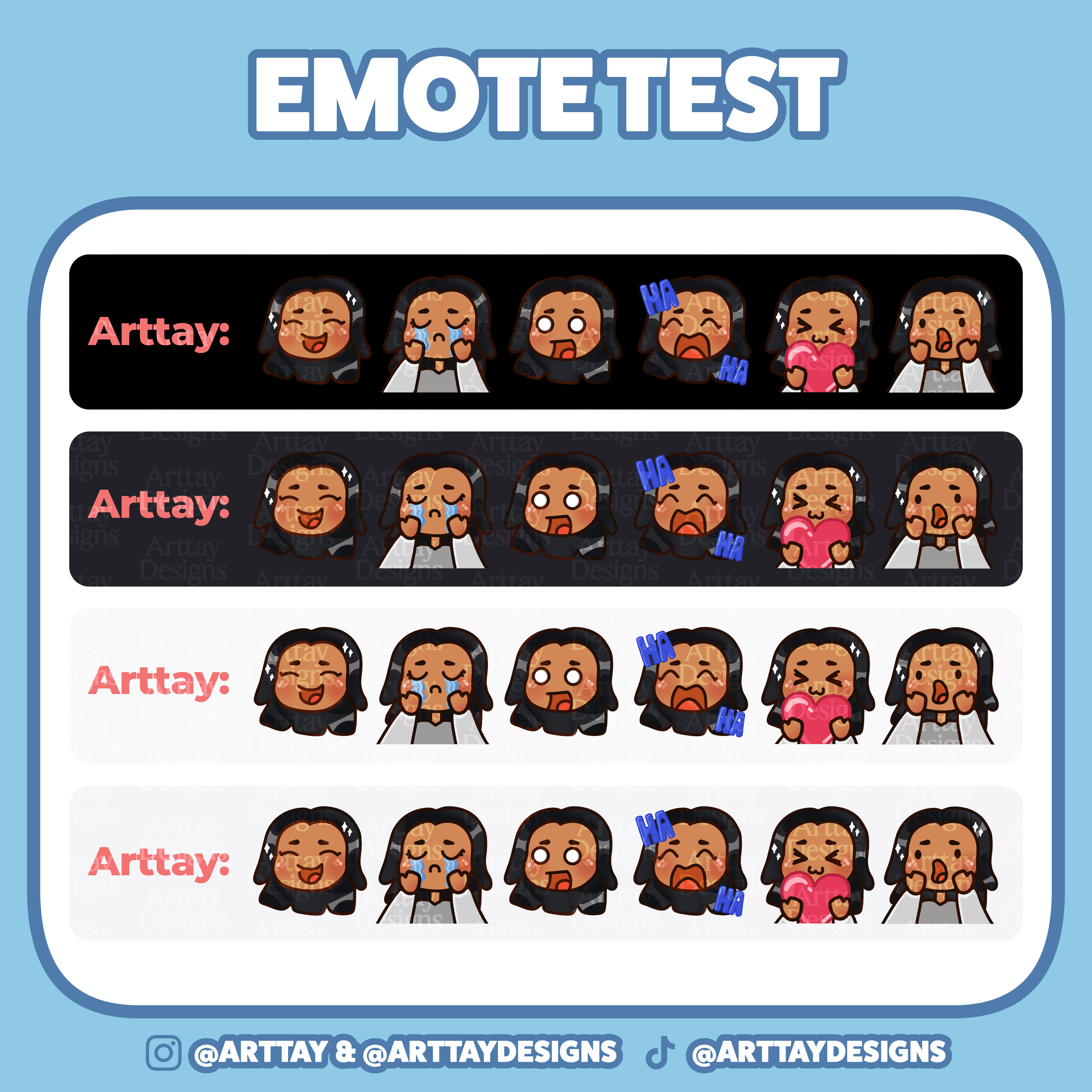 Chibi Girl Twitch Emotes - Style 2 – Arttay Designs